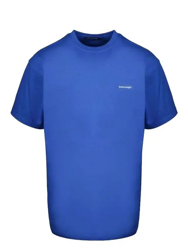 Balenciaga Small Logo Cotton T-shirt - Blue