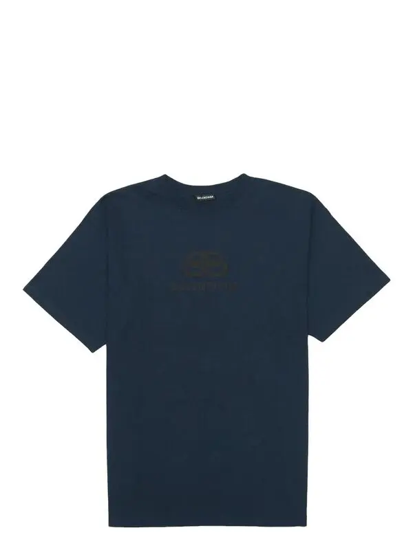 Balenciaga Oversized Washed Interlocked Bb T-shirt 'navy Black - Navy/black