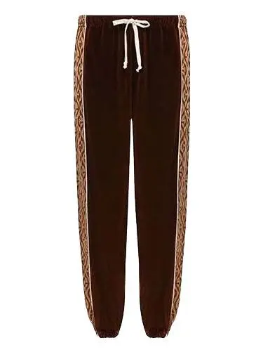 Gucci Gg Rhombus Velvet Track Pants - Brown