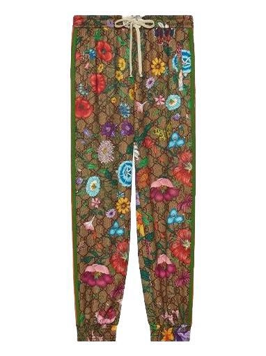 Gucci Flora Gg Supreme Pattern Track Pants - Brown