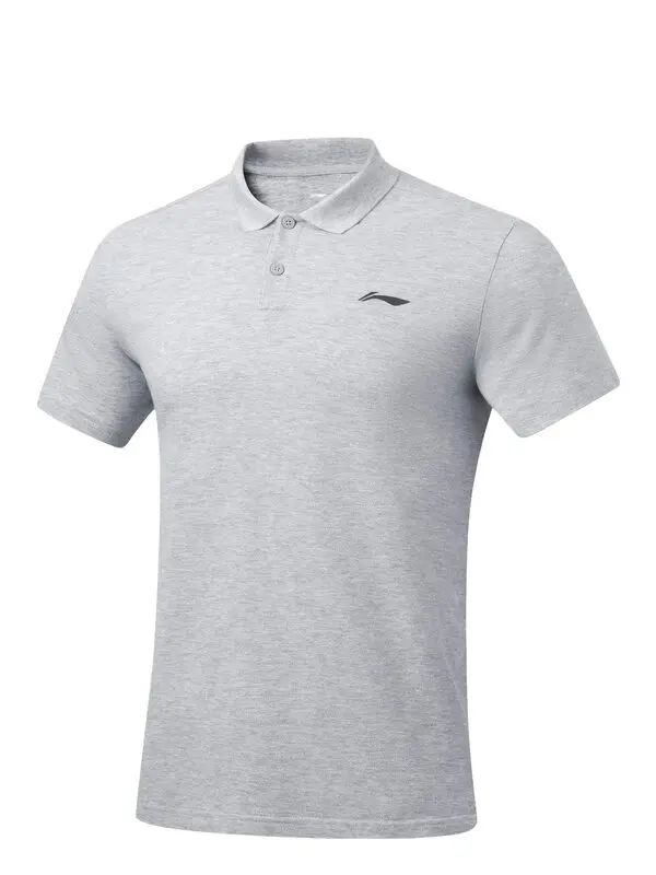 LI-NING Plain Short Sleeve Polo Shirt - Grey