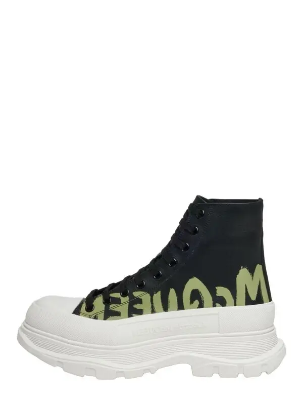 Alexander McQueen Tread Slick High Top Shoes - Black/white/yellow