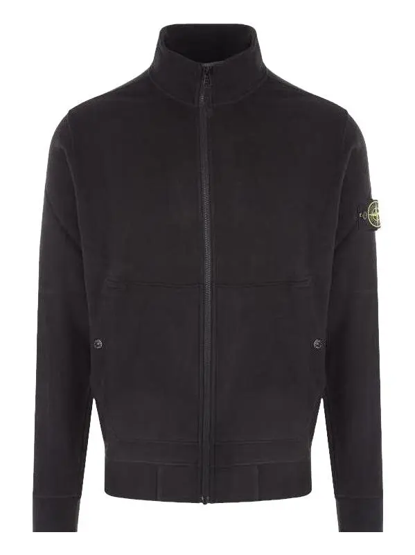 Stone Island Logo Patch Zip-up Jacket - Black