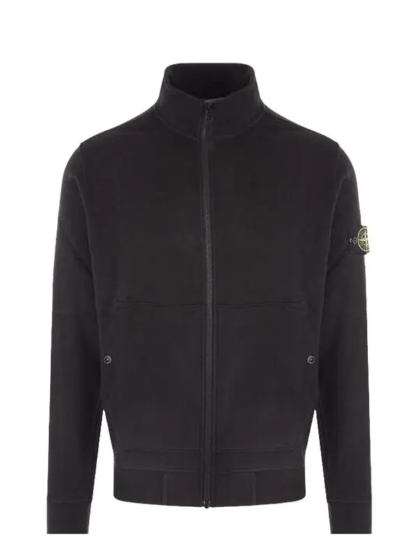 Stone Island Logo Patch Zip-up Jacket - Black