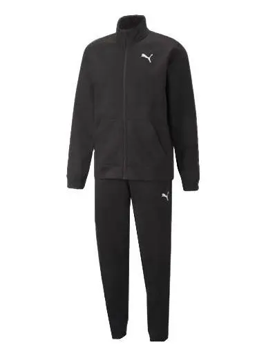 PUMA Casual Sports Stand Collar Zip-up Jacket And Pants Set - Black