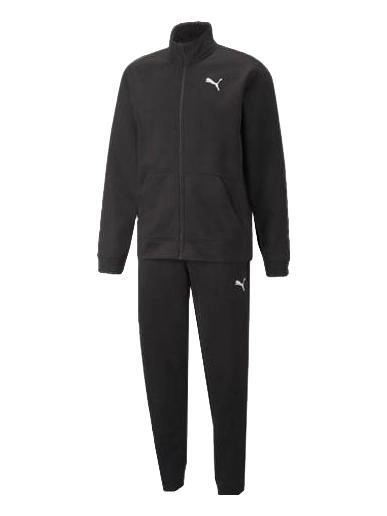PUMA Casual Sports Stand Collar Zip-up Jacket And Pants Set - Black
