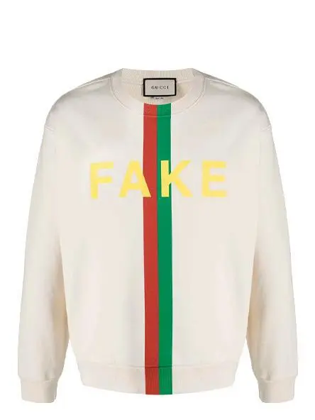 Gucci Fake Not" Printed Crewneck Sweater - White