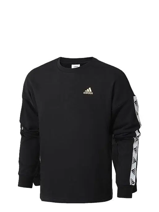 Adidas Logo Print Casual Sports Sweatshirt - Black