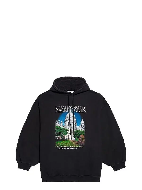 Balenciaga Printed Hoodie - Black