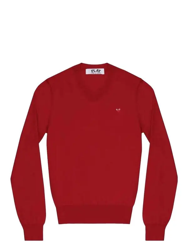 Play Comme Des Garcon Long Sleeve T-shirt With Small Emblem - Red