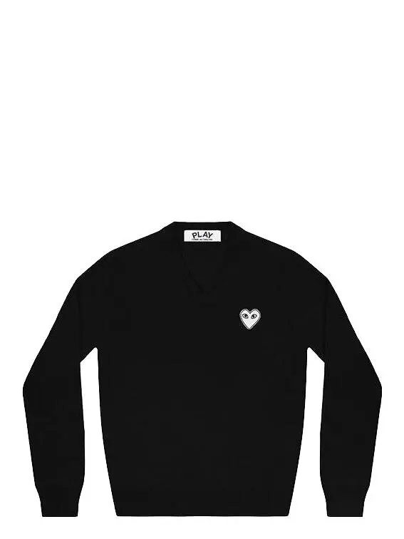 Play Comme Des Garcon V-neck Pullover - Black