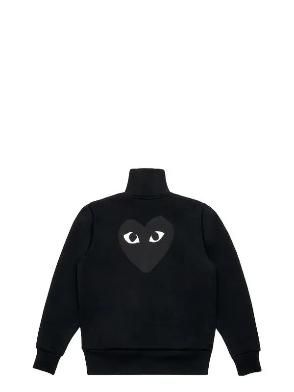Play Comme Des Garcon Zip Sweatshirt With Big Heart Detail - Black