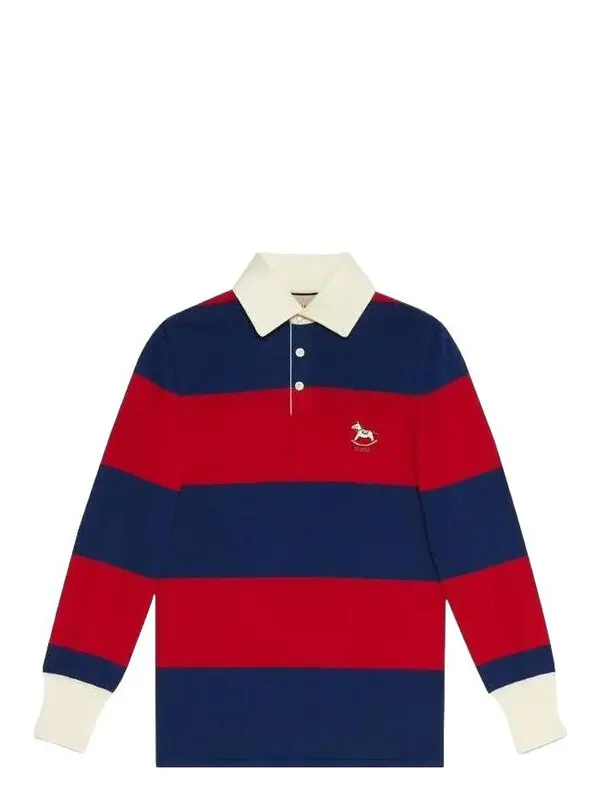 Gucci Striped Wool Polo 'blue Red - Blue/red