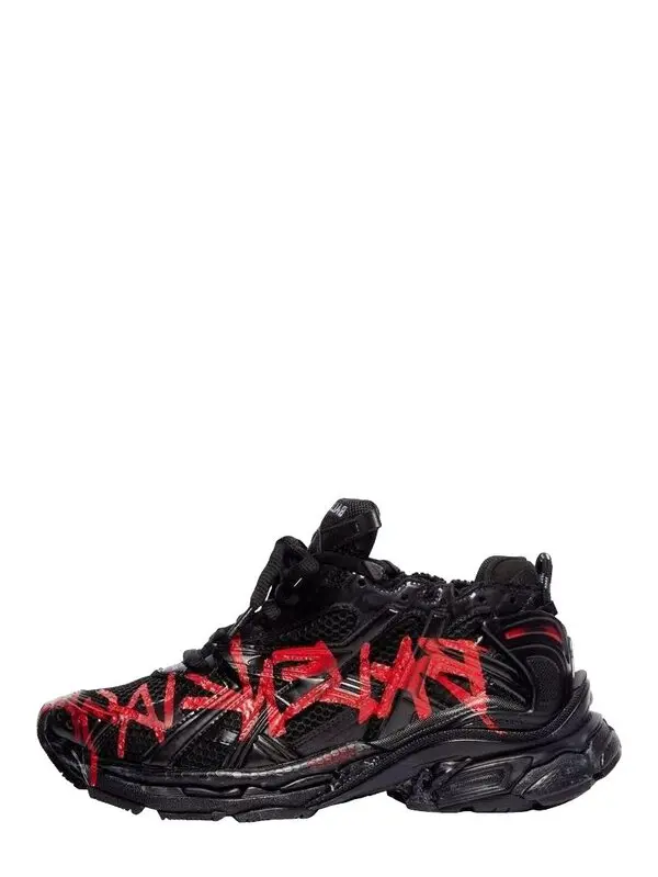 Balenciaga Runner Graffiti Sneakers - Black/red