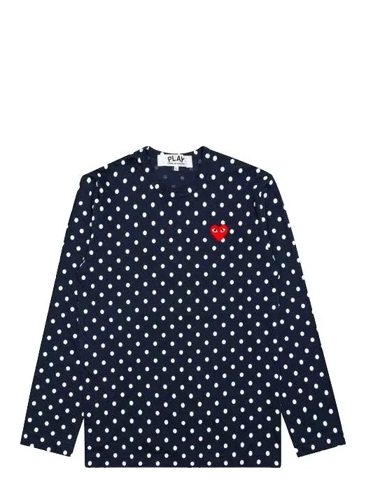Play Comme Des Garcon Polka Dots Printing Long Sleeves Tee - Blue