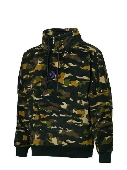 CONVERSE Polar Fleece Funnel Neck Sweatshirt - Camo Green