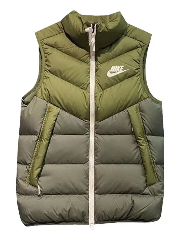 Nike Down Vest With Stand Collar - Green/multi-color