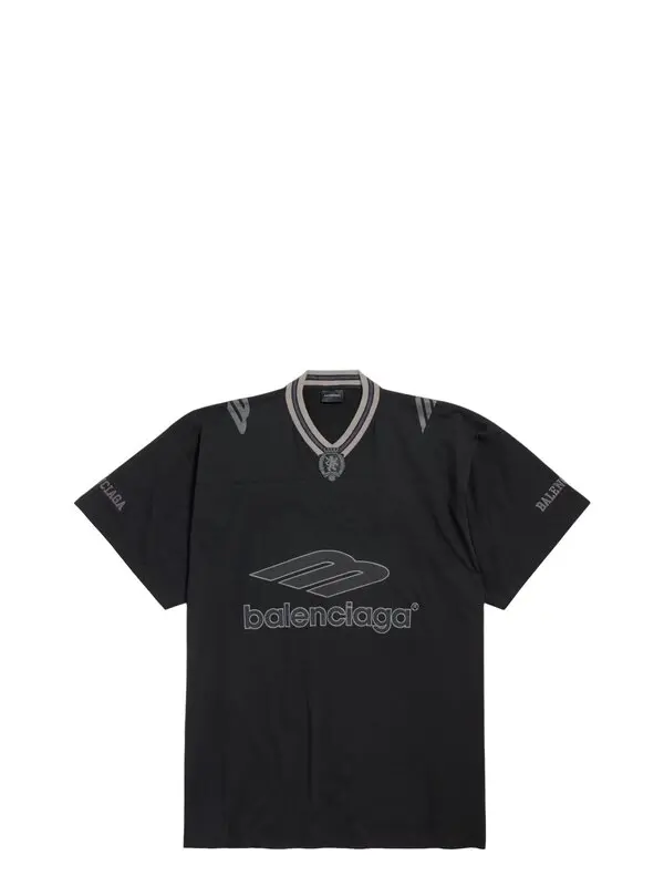 Balenciaga 3b Football V-neck T-shirt Oversized - Black