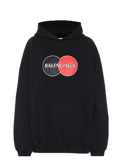 Balenciaga Graphic Print Hoodie - Black