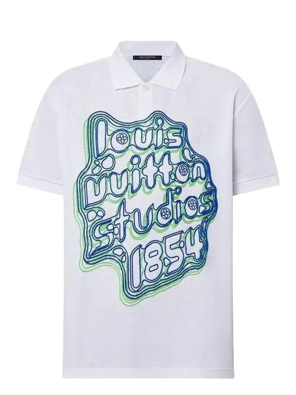 LOUIS VUITTON Embroidered Cotton Pique Polo Shirt - White