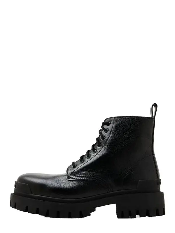 Balenciaga Leather Ankle Boots With Lug Sole - Black