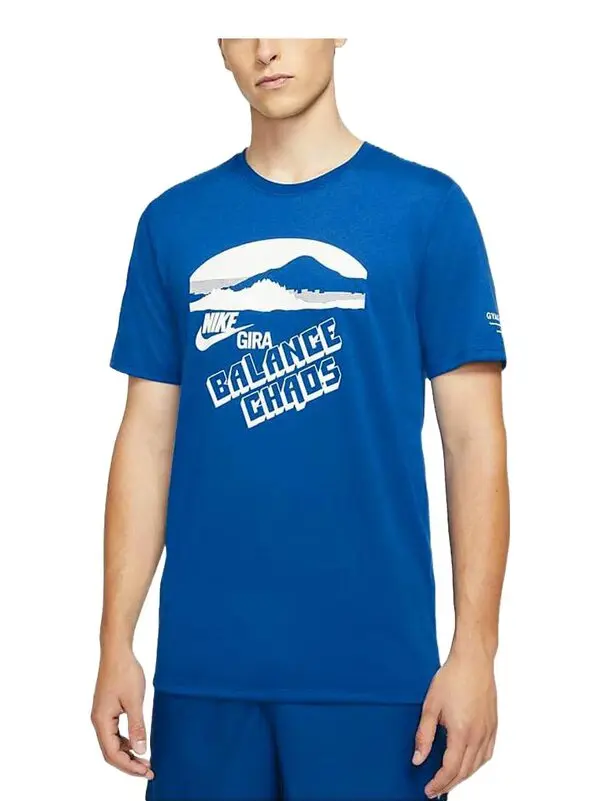 Nike X Gyakusou Crossover Alphabet Printing Round Neck Sports Short Sleeve Blue - Multi-color