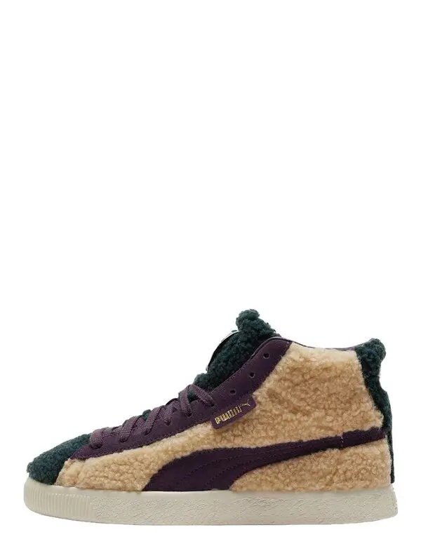 PUMA Basket Mid Vintage Sherpa Sneakers - Dark Green//purple