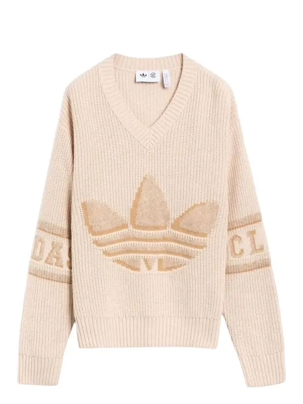 Adidas X Clot Logo V-neck Sweater - Beige