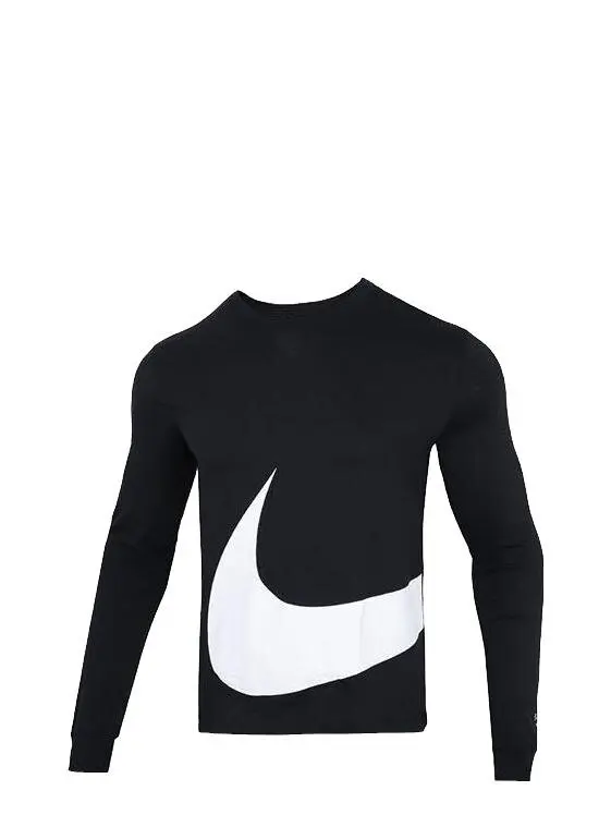 Nike Long Sleeve Crewneck Tee With Large Logo - Black