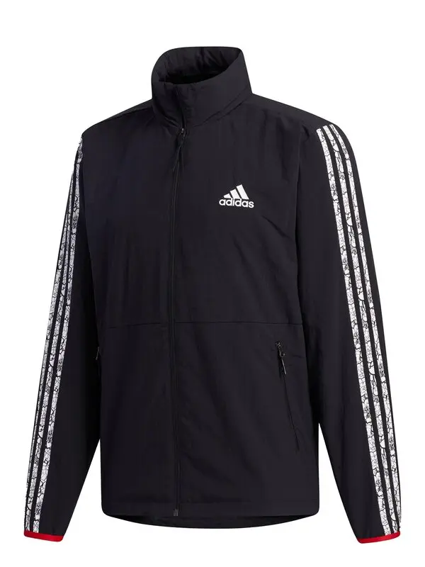 Adidas Windbreaker Jacket With Sporty Stripes - Black