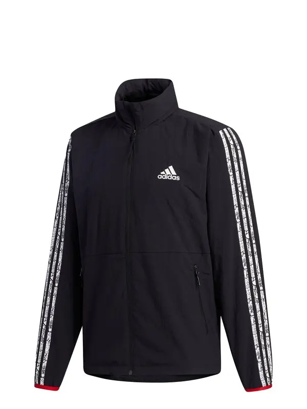 Adidas Windbreaker Jacket With Sporty Stripes - Black