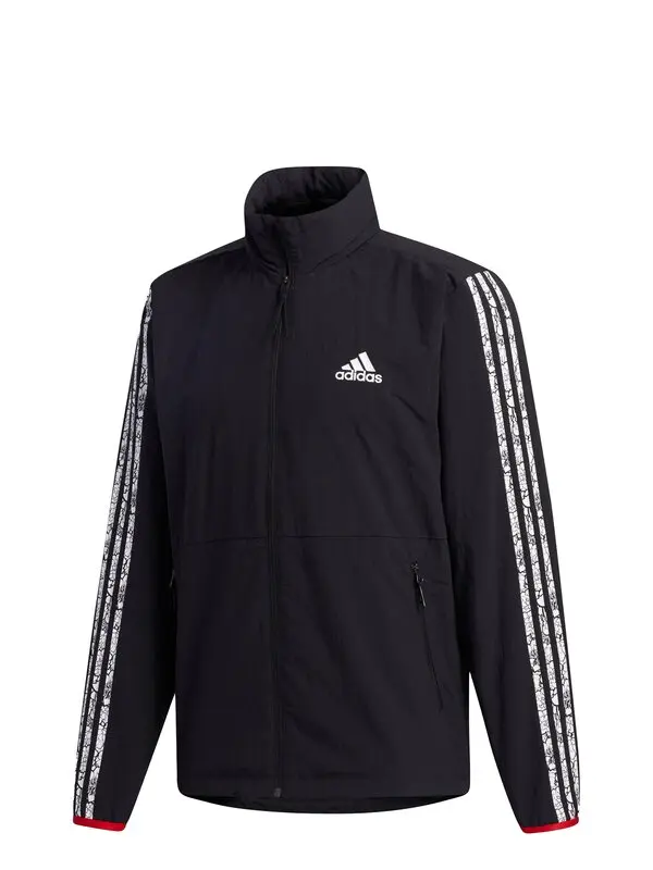 Adidas Windbreaker Jacket With Sporty Stripes - Black