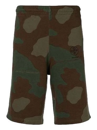 Off-White Camouflage Logo Track Shorts - Green