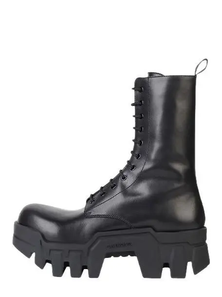 Balenciaga Bulldozer Lace-up Leather High Top Boots - Black