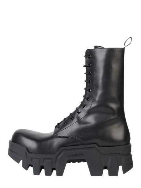 Balenciaga Bulldozer Lace-up Leather High Top Boots - Black