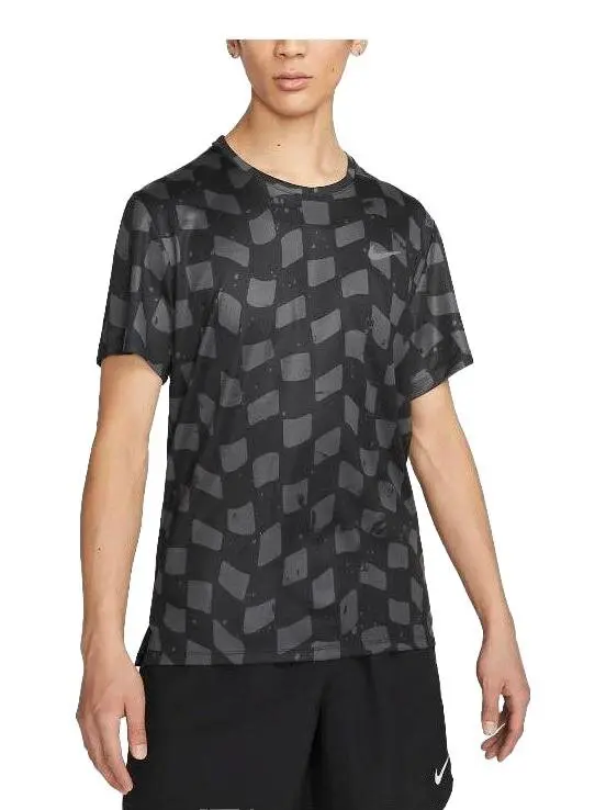 Nike Dri-fit Miler Short-sleeve Running Top - Black