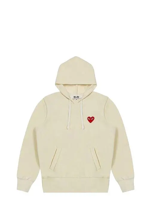 Play Comme Des Garcon Hoodie With Embroidered Heart Logo - Red