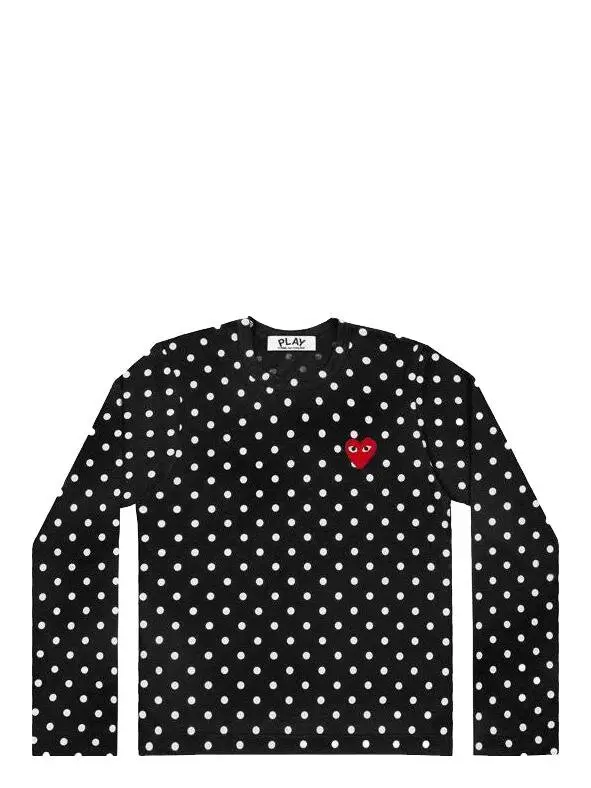 Play Comme Des Garcon Polka Dots Long Sleeve T-shirt - Black