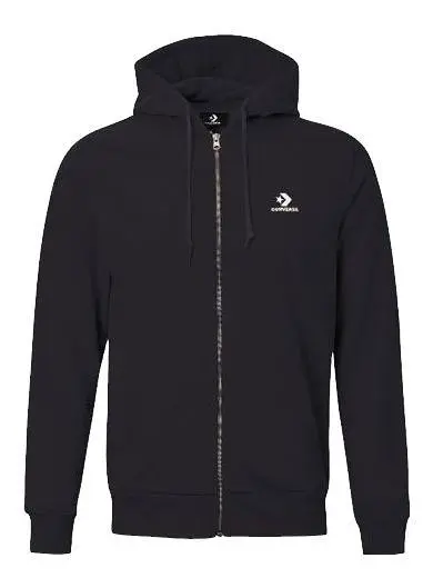 CONVERSE Zip Up Hooded Jacket With Logo - Black