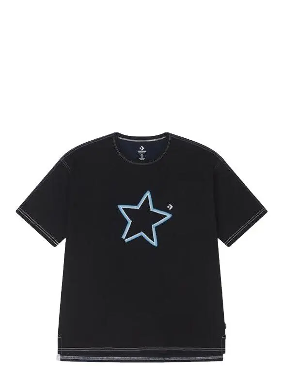 CONVERSE One Star Logo Tee Asia Sizing 'black Blue - Black/blue
