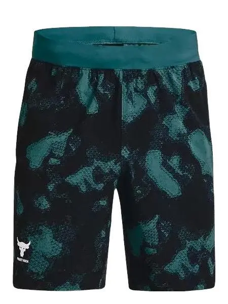 Under Armour Project Rock Woven Camo Printed Shorts - Black/teal