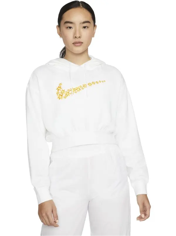 Nike Embroidered Logo Fleece Hoodie - White