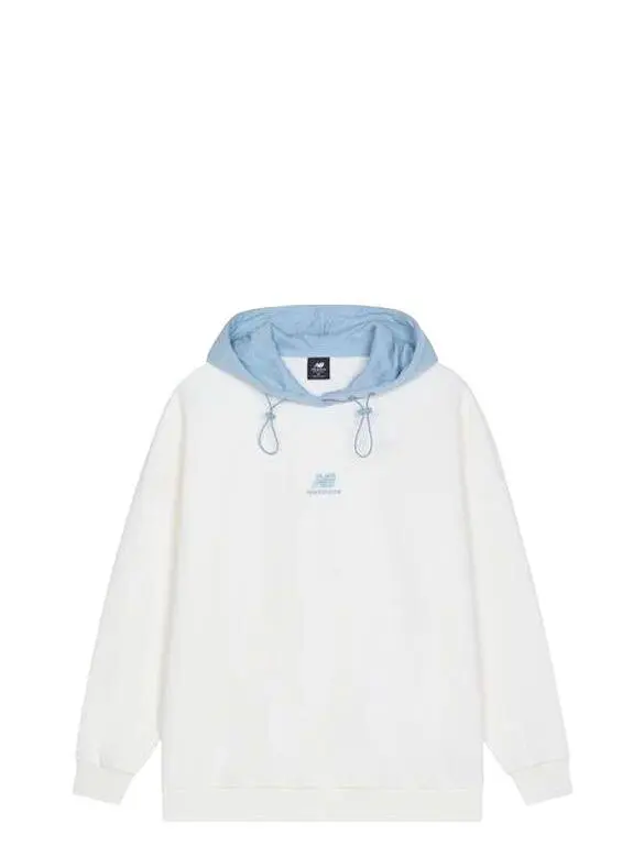 NEW BALANCE Logo Fleece Hoodie - White/blue
