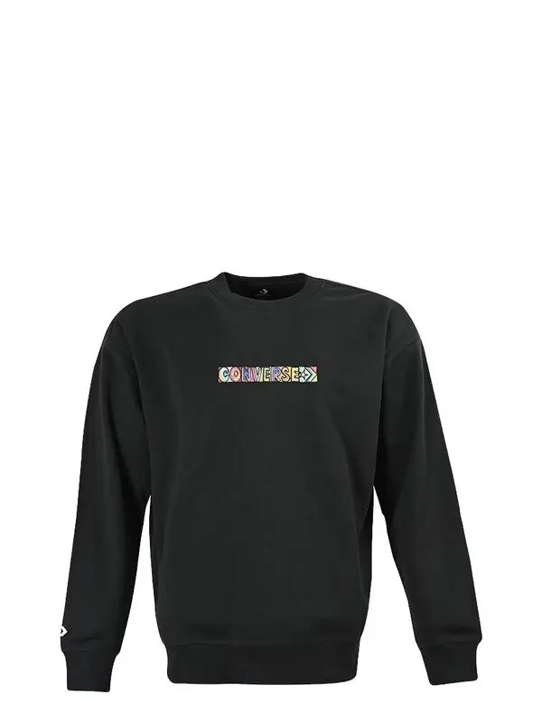 CONVERSE Embroidered Workmark Fleece Crewneck Sweatshirt - Black