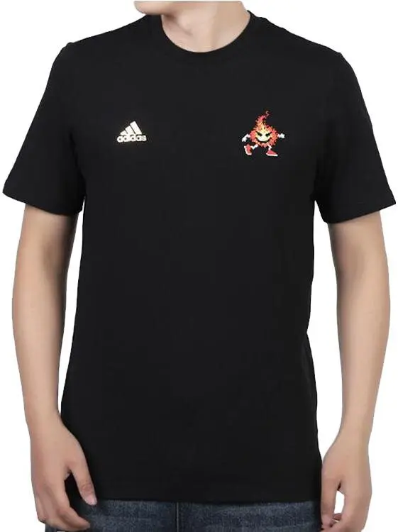 Adidas 8-bit Embroid. Round Neck Printing Short Sleeve - Black