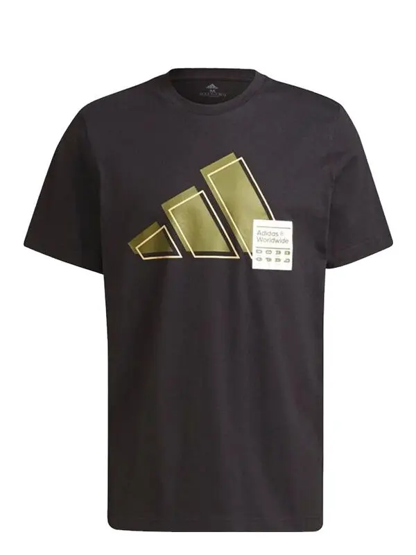 Adidas 3bar Logo Tee Logo Printing Sports Round Neck Short Sleeve - Black