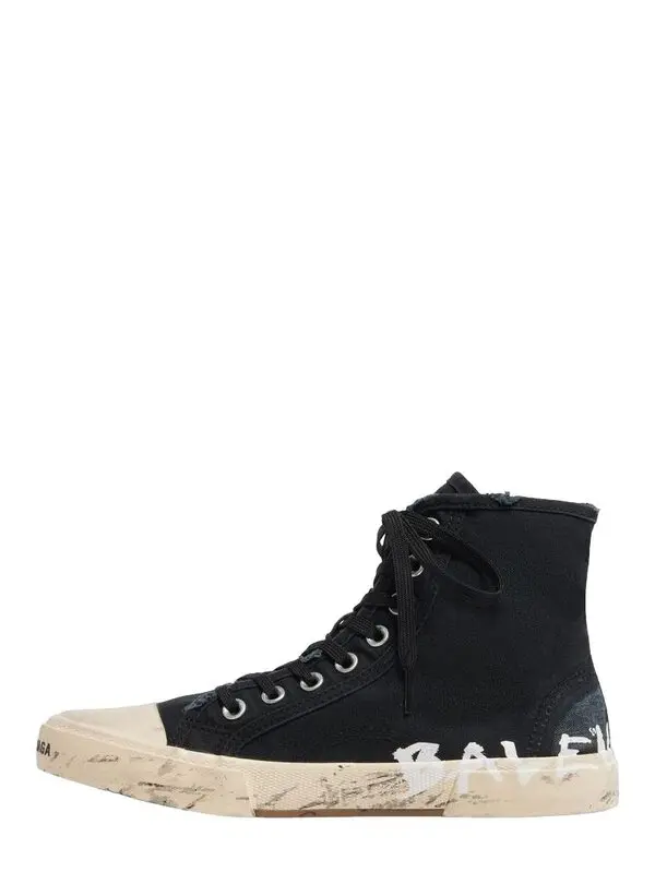 Balenciaga High Top Distressed Sneakers - Black/white