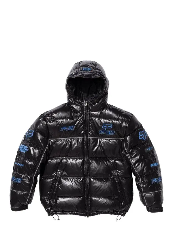 Supreme X Fox Racing Shiny Down Puffer Jacket - Black