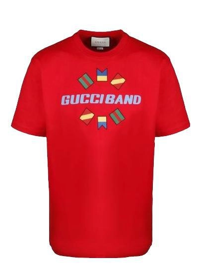 Gucci Band Embroidered Large Logo Short Sleeve - Red