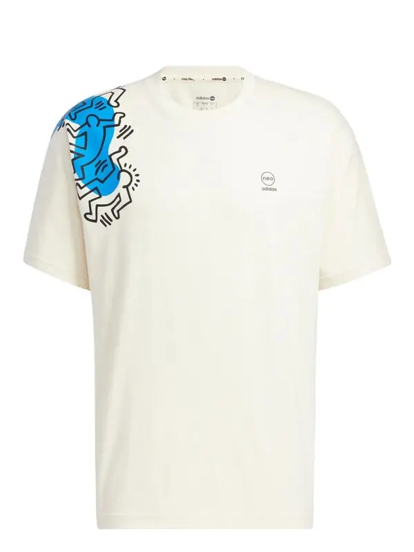 Adidas X Keith Haring Crossover Ss22 Cartoon Pattern Printing Round Neck Short Sleeve White - Multi-color